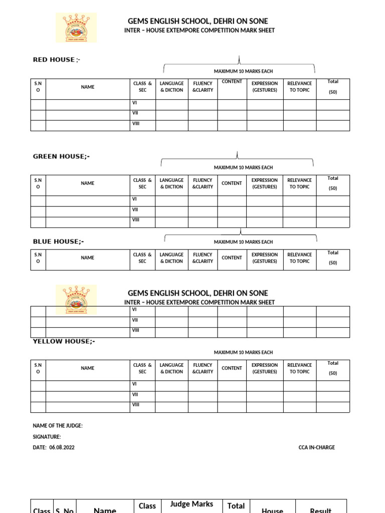 Marking Sheet Format and Result Sheet | PDF