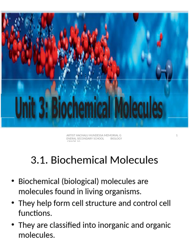 Unit 3 Biochemical Molecules Water Editable | PDF | Molecules | Water