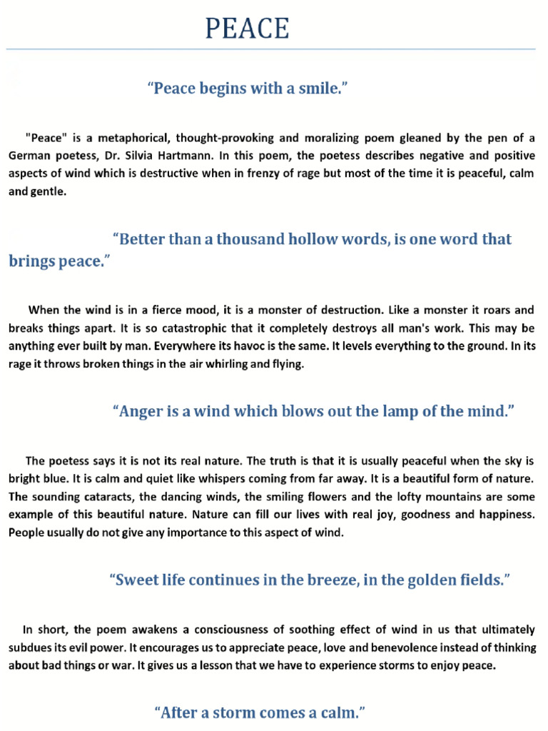 Peace Summary | PDF