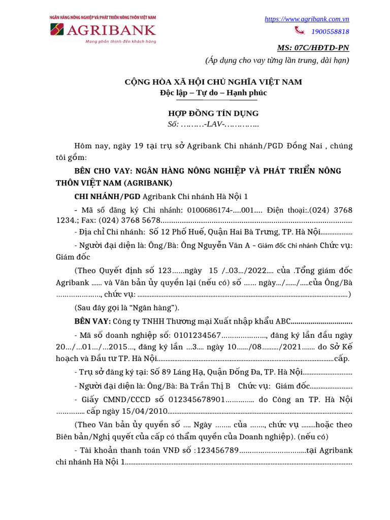 13 MS 07C.hđtd-PN Hop Dong Tin Dung AP Dung Cho Vay Tung Lan Trung, Dai ...
