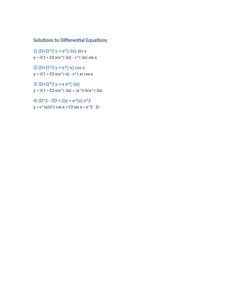 Differential Equation Solutions | PDF