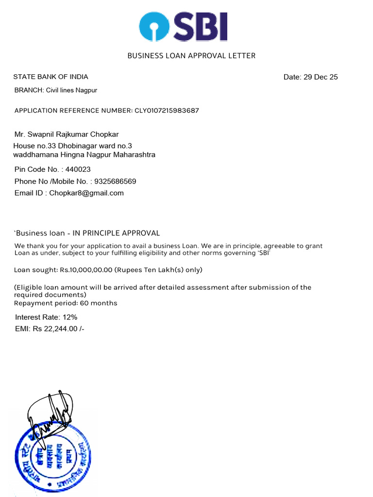 In-principle Sanction Offer Letter (2) | PDF