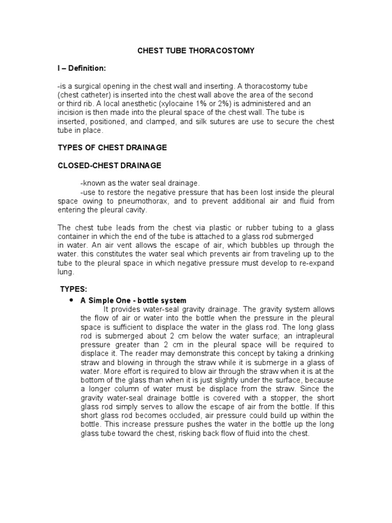 Chest Tube Thoracostomy | PDF | Thorax | Medical Specialties