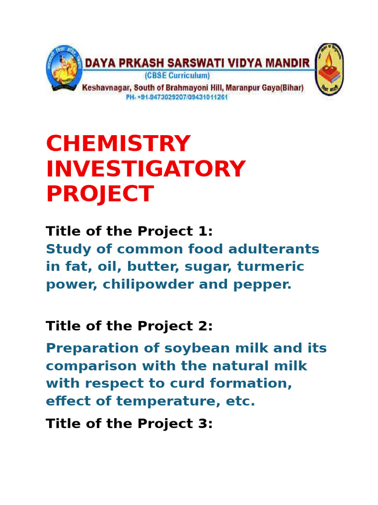 Chemistry Investigatory Project | PDF | Fermentation In Food Processing ...