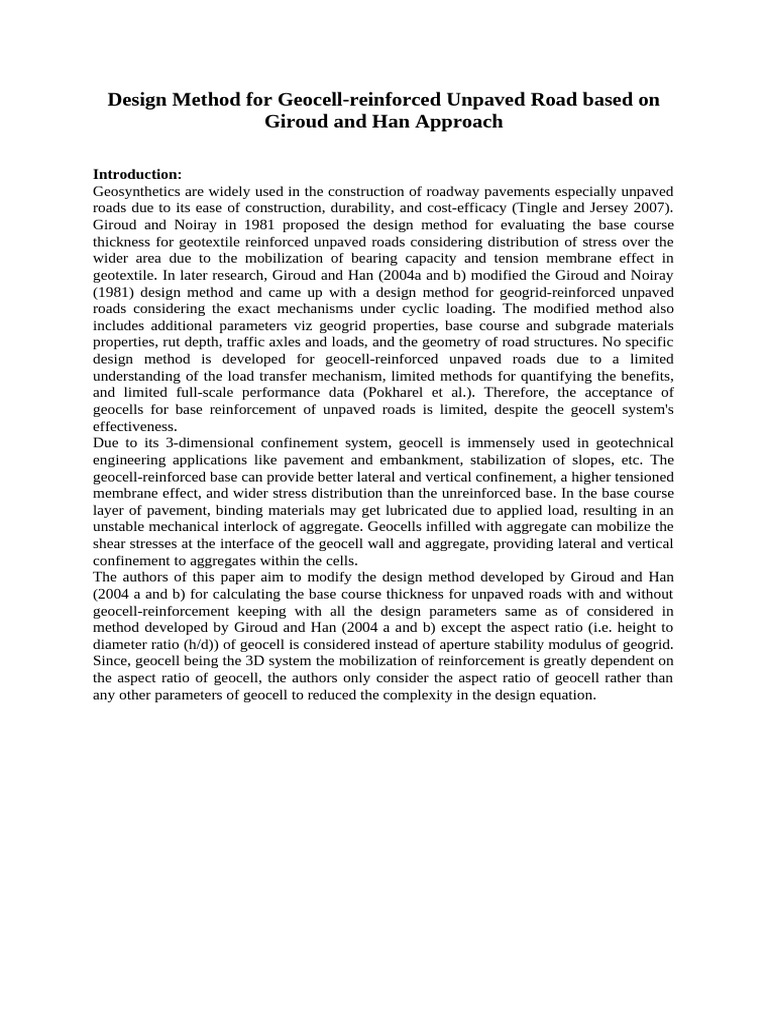 Design Method For Geocell - 1 | PDF | Road Surface | Physical Sciences