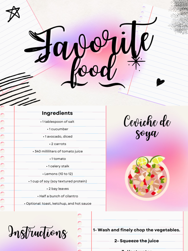 Presentacion Notas Libreta Ilustrado Rosa | PDF | Food And Drink ...