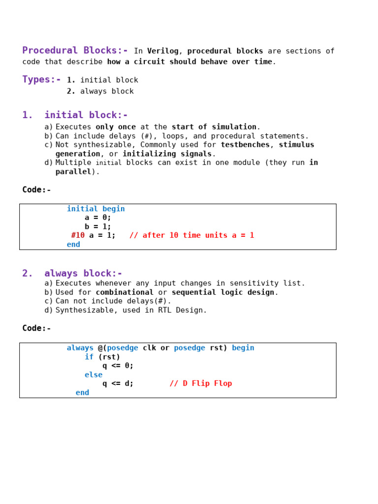 Procedural Blocks | PDF