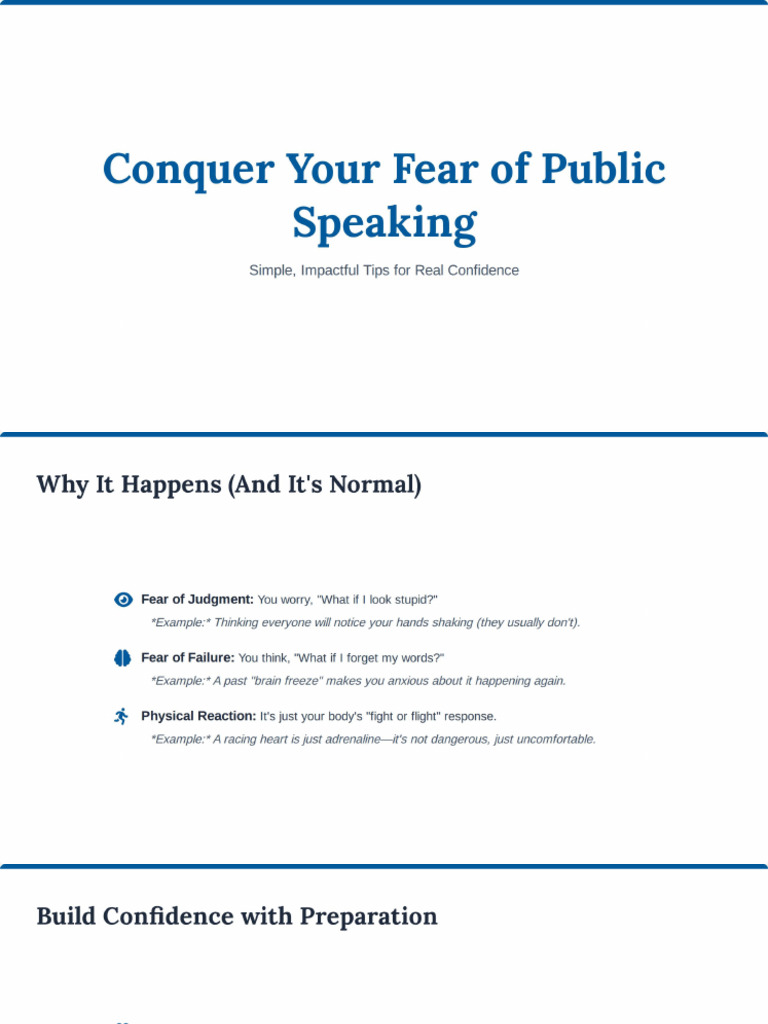 Overcoming Fear of Public Speaking Simple | PDF