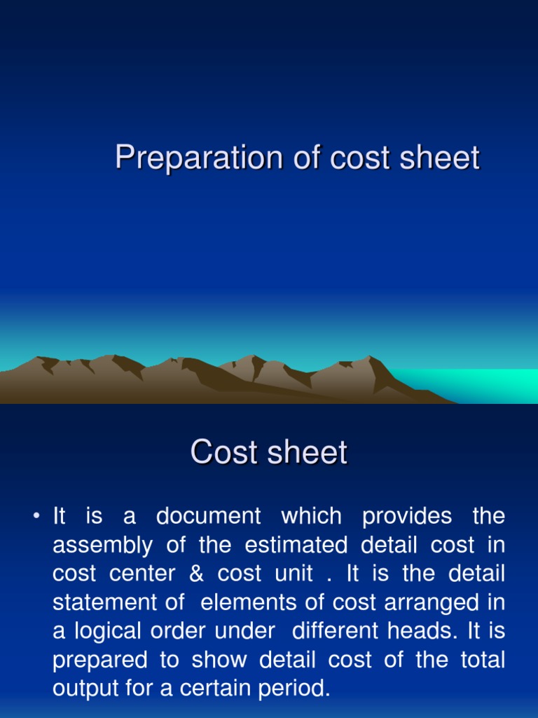 Preparation of Cost Sheet | PDF | Expense | Cost