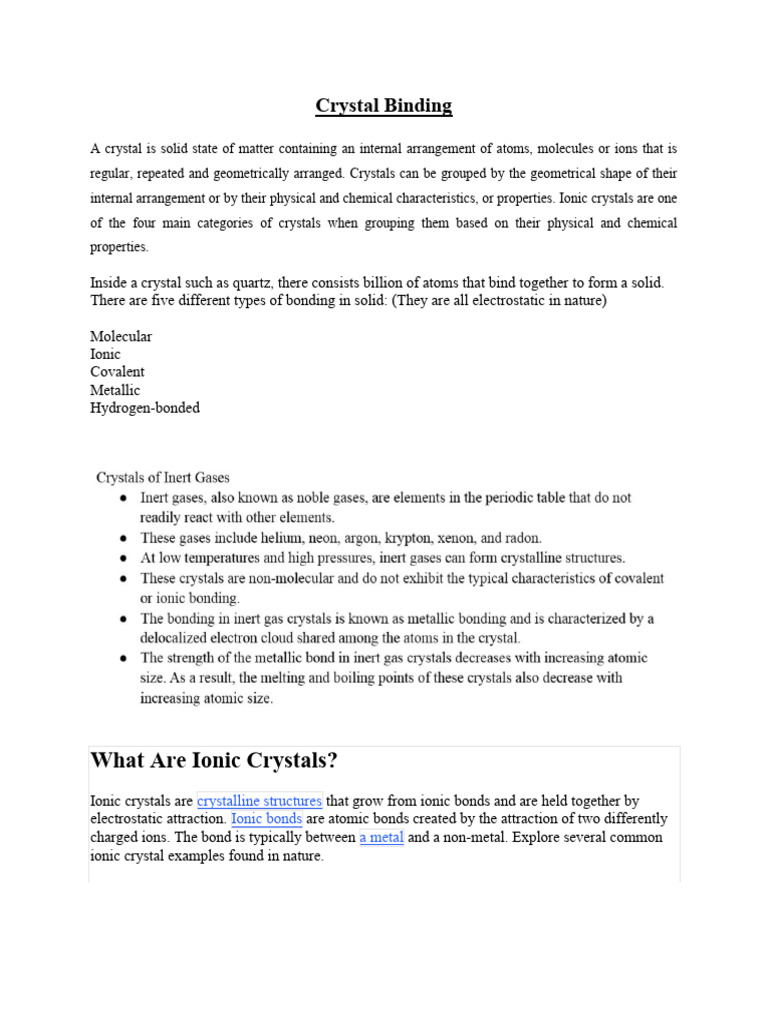 Understanding Ionic Crystals and Their Properties | PDF | Ionic Bonding ...