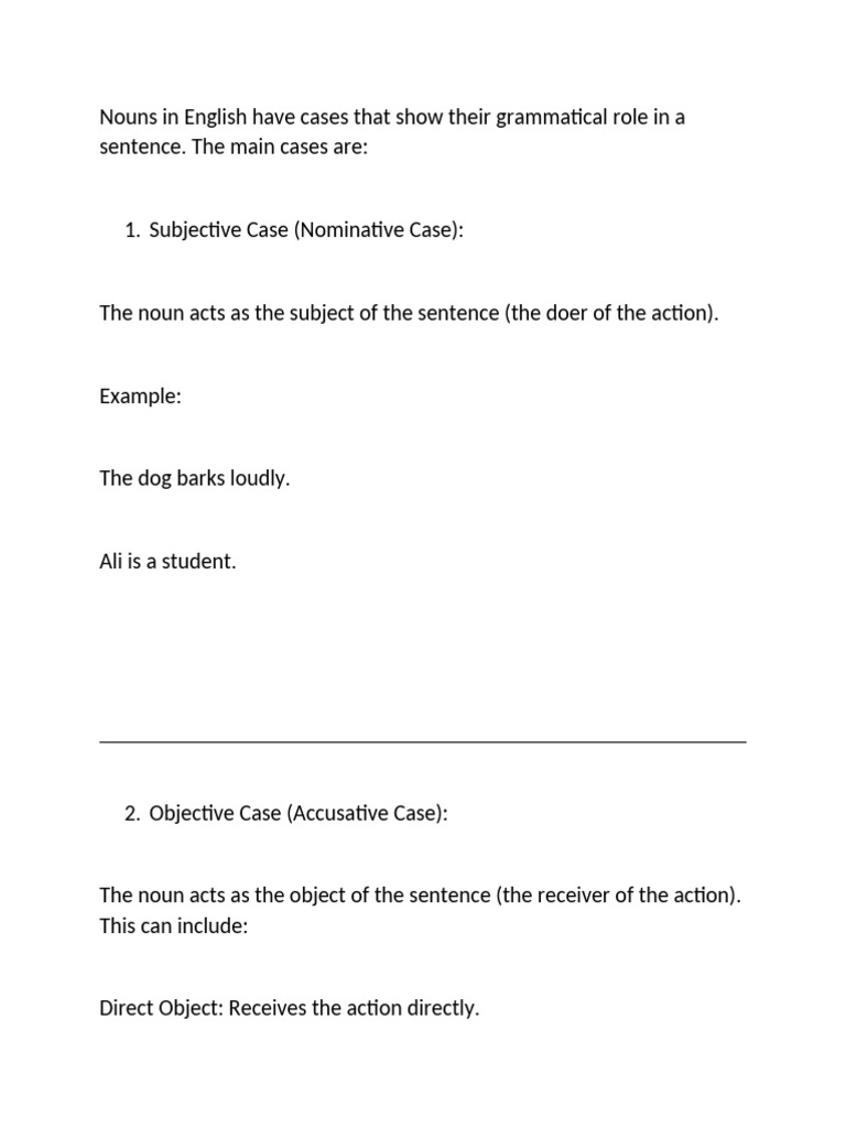 Understanding English Noun Cases | PDF
