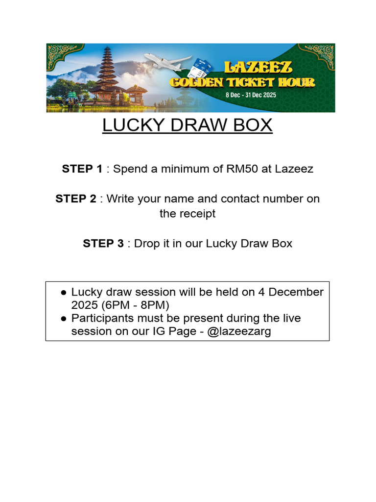 Lazeez Lucky Draw | PDF