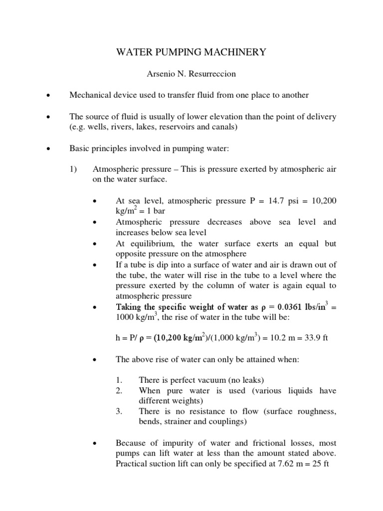 10 - Review Notes - Water Pumping Equipment | PDF | Pump | Pressure