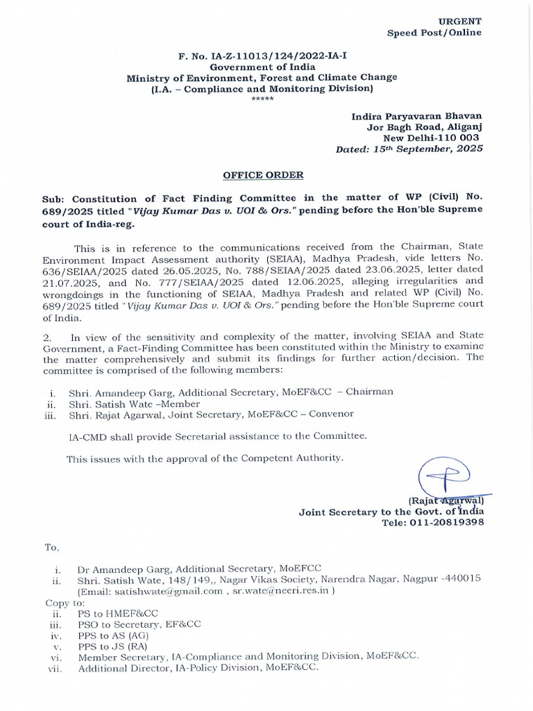 Office Order Dated 15 Sept 2025 | PDF