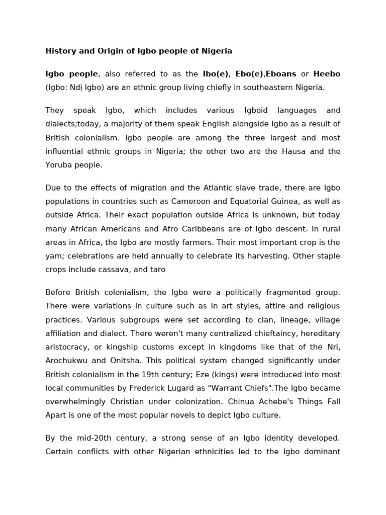 Igbo People: History and Origins in Nigeria | PDF | Igbo People
