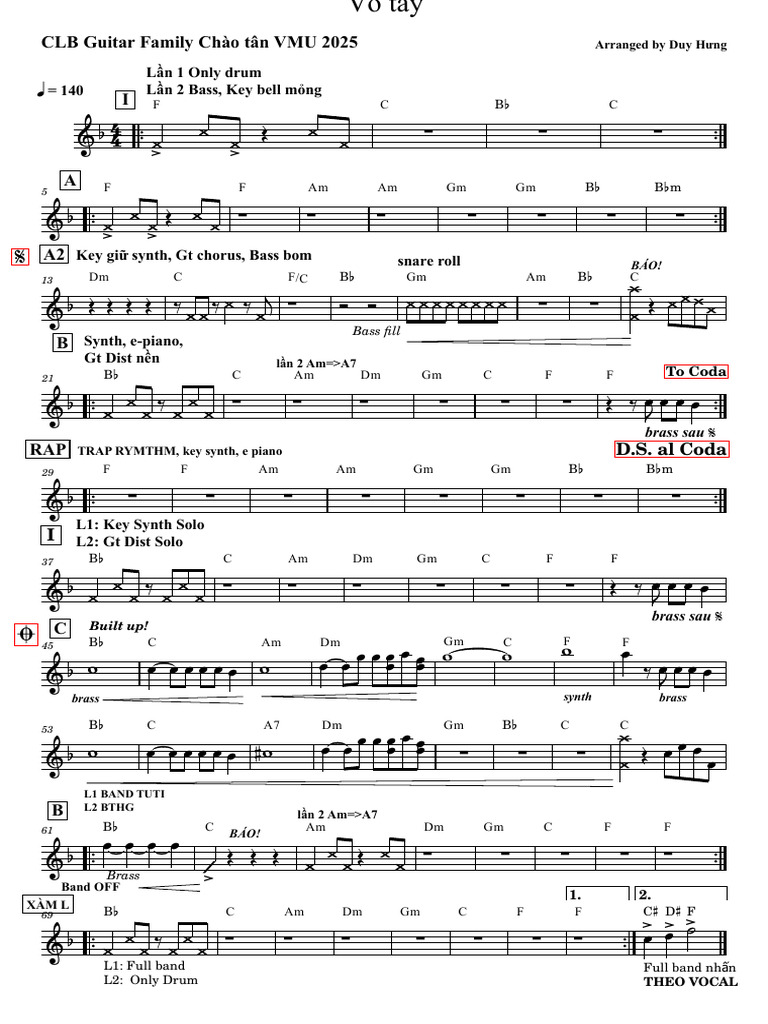 V Tay F - GF Chào Tân Vmu 2025 | PDF | Musical Instruments | Popular Music
