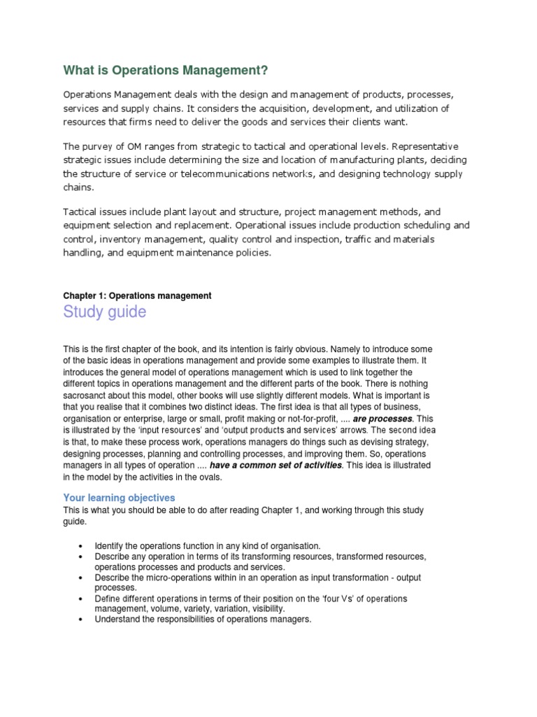 What Is Operations Management | PDF | Operations Management | Inventory