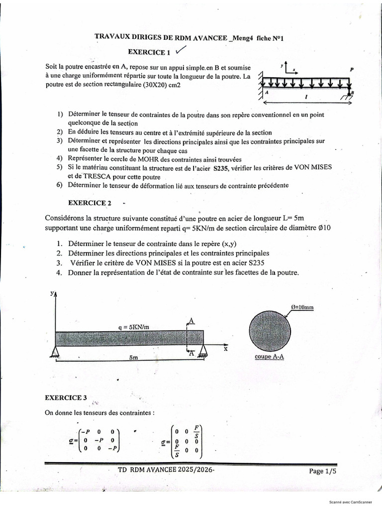 Fiche Td1 RDM | PDF