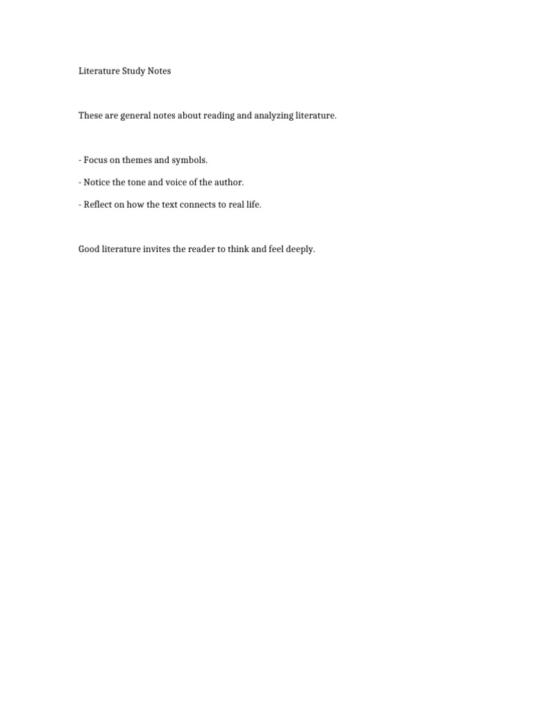 Study Notes Literature | PDF