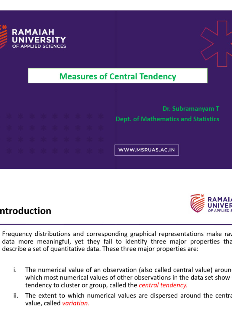 Session - 2 - MTE301B-Measures of Central Tendency | PDF | Mean | Mode ...