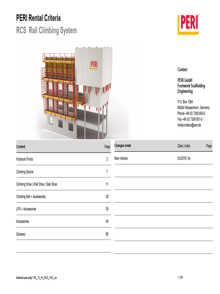 PERI RCS Rail Climbing System Criteria | PDF