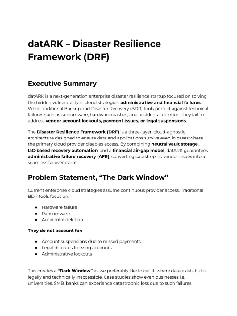 Disaster Resilience Framework Overview | PDF | Backup | Cloud Computing