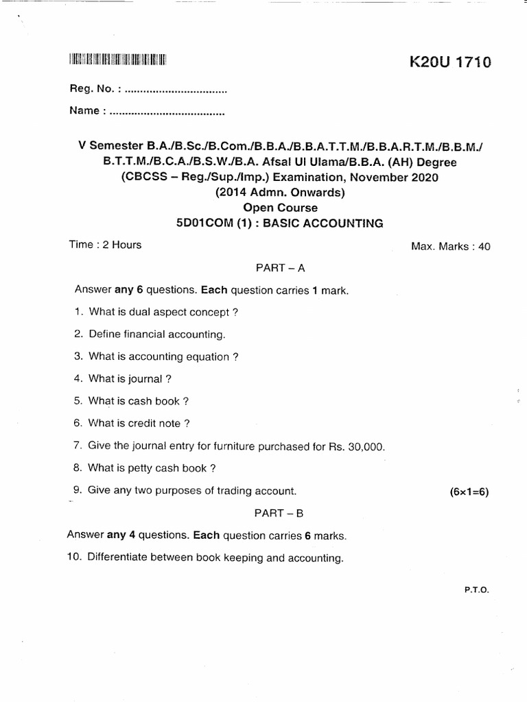 Basic Accounting Exam Questions | PDF | Economies | Business Economics