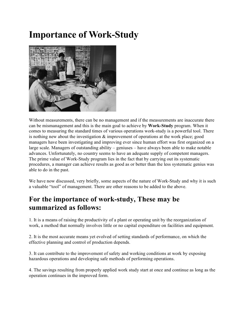 Importance and Objectives of Work Study | PDF | Business | Economies