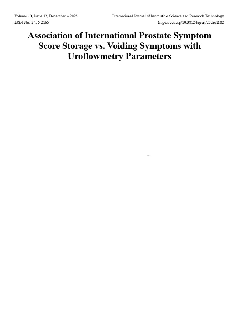 Association of International Prostate Symptom Score Storage vs. Voiding ...