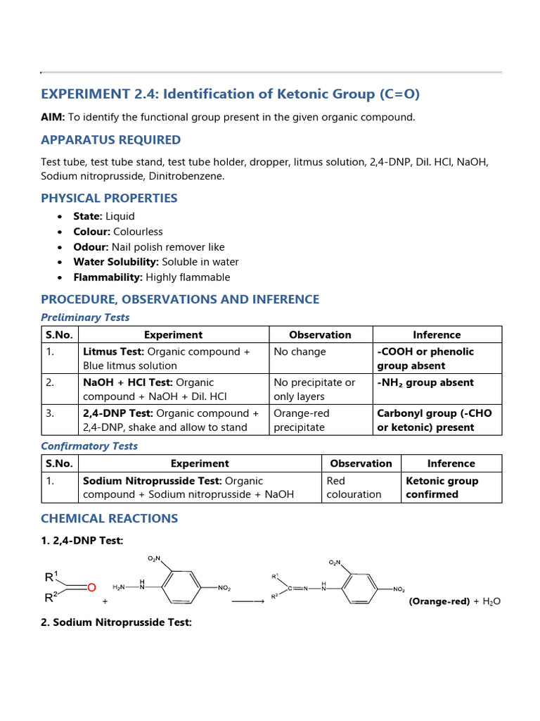 2.4. Identification of Ketonic Group | PDF