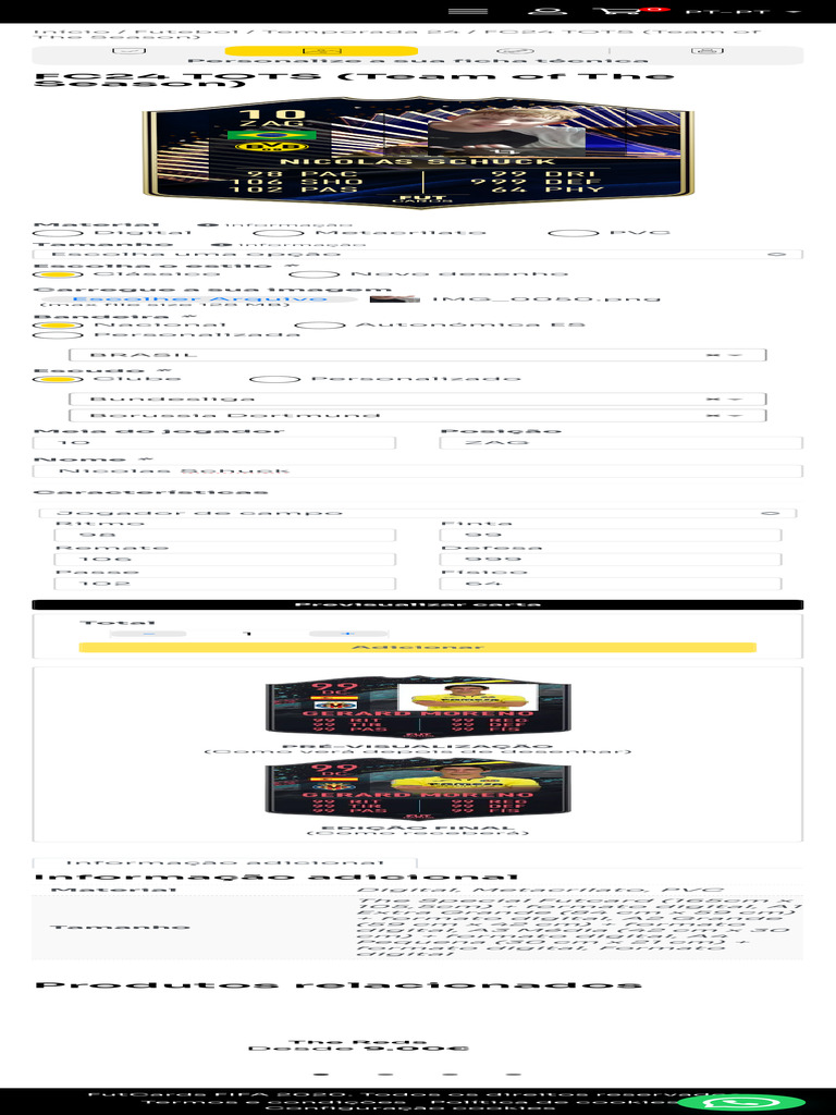 Cartão da FIFA FC24 TOTS (Team of The Season) personalizado - FutCards ...