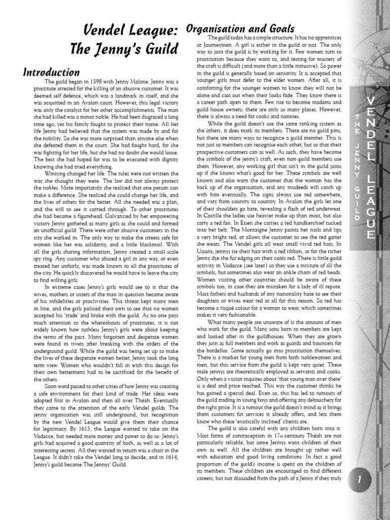 Vendel League - The Jenny's Guild | PDF | Guild | Prostitution