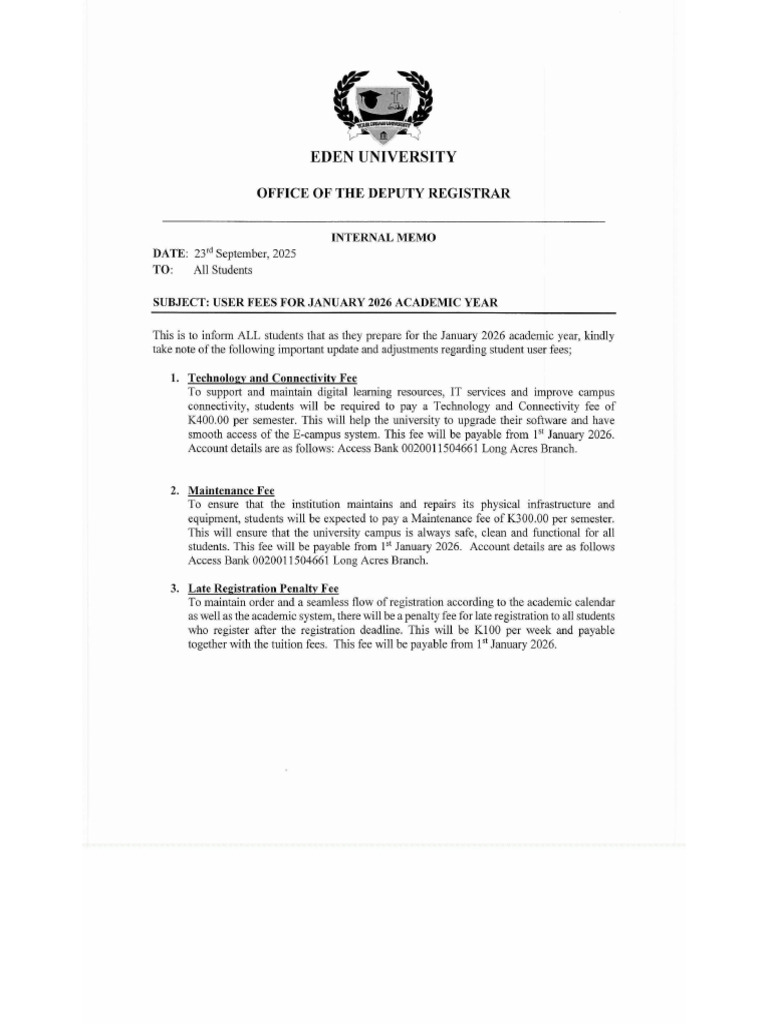 User Fees 2026 | PDF