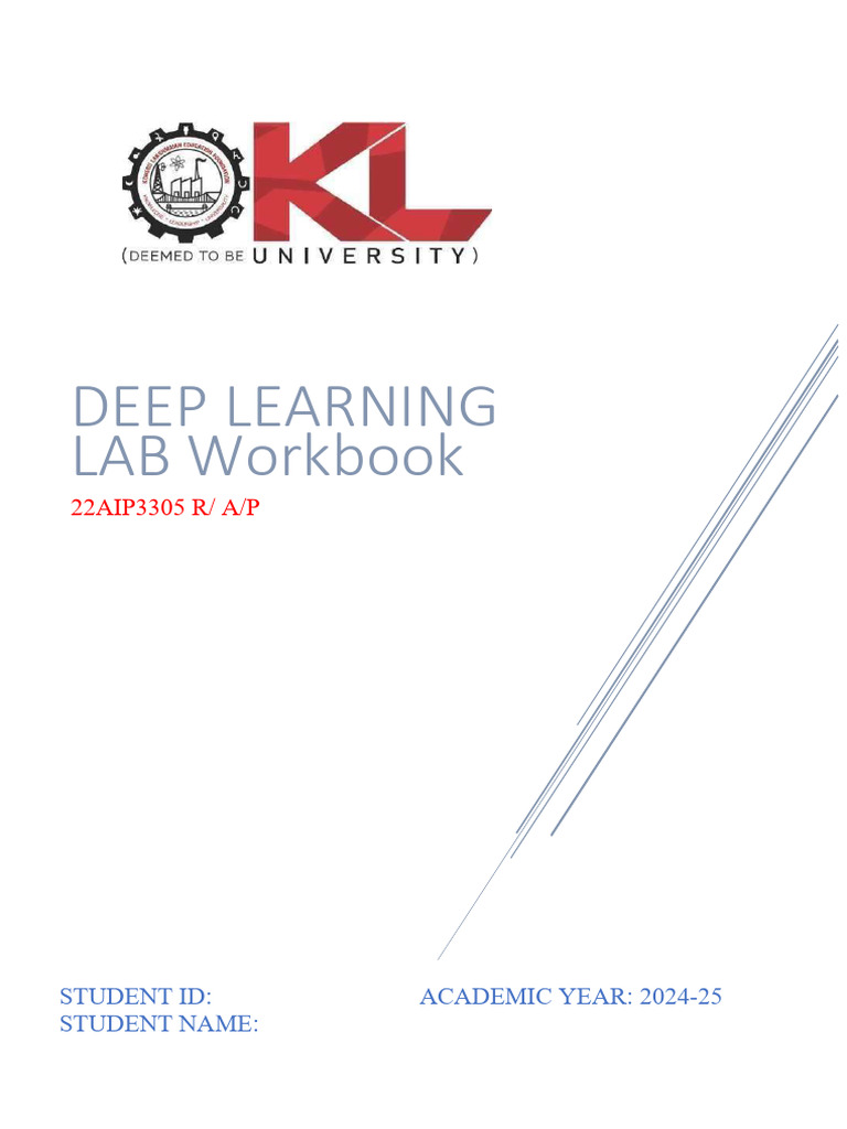 22AIP3305 Deep Learning LAB Workbook | PDF | Deep Learning | Machine ...