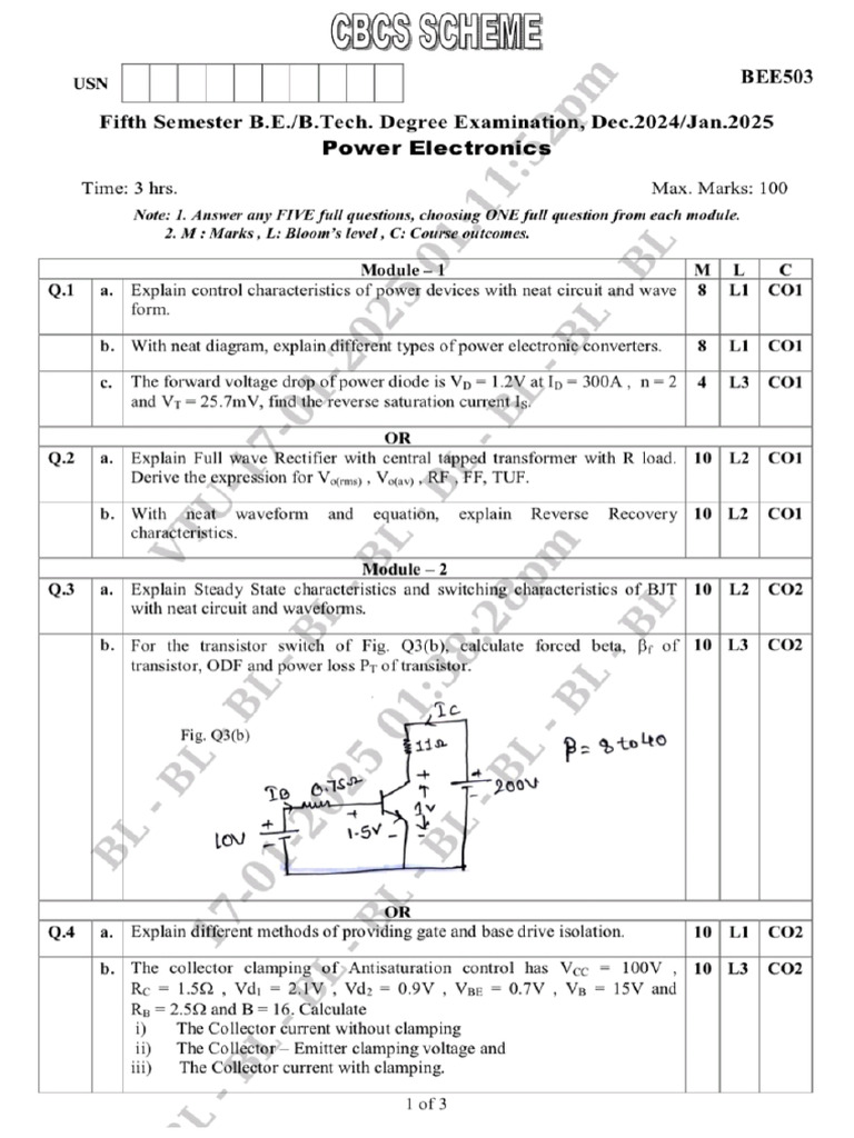 Power Electronics Question Papers | PDF