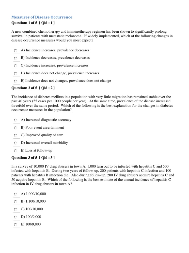 (MCQS) Biostats | PDF | Sensitivity And Specificity | Relative Risk