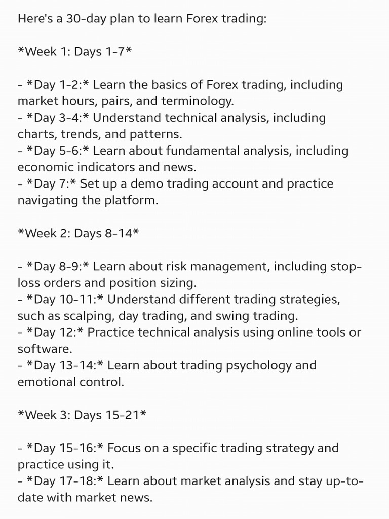 30 Day Forex Trading Plan | PDF