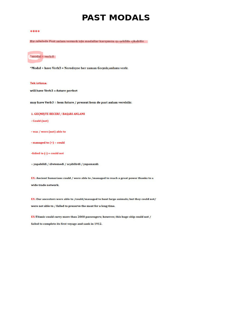 Past Modals | PDF