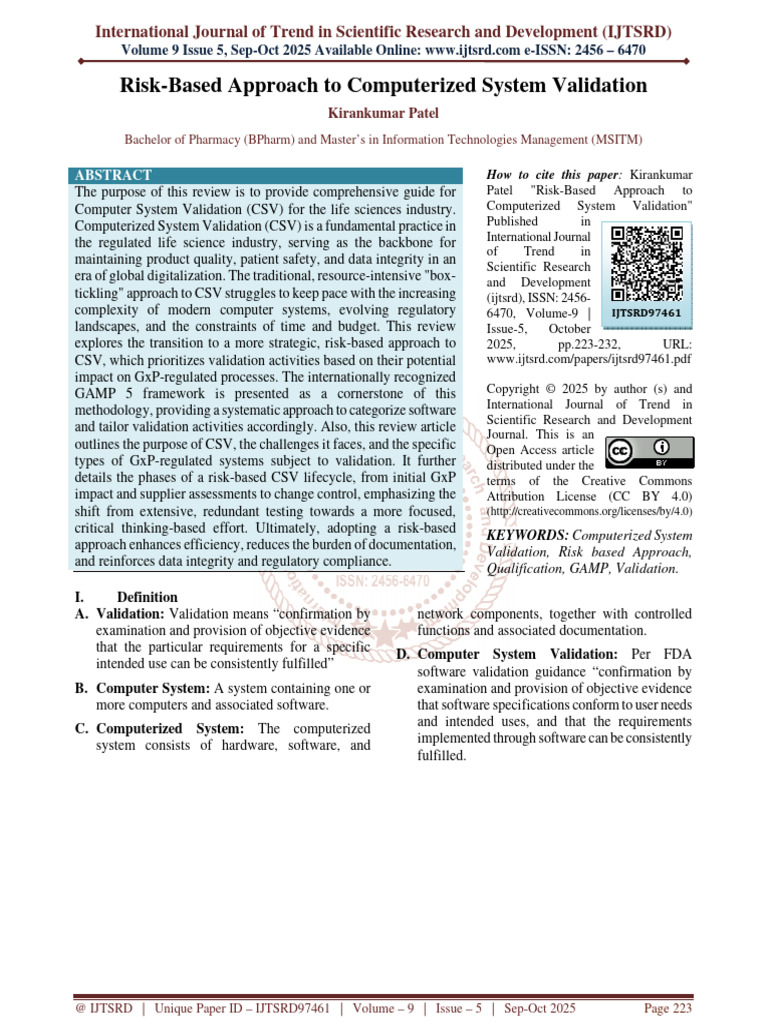 Risk-Based Computer System Validation Guide | PDF | Verification And ...