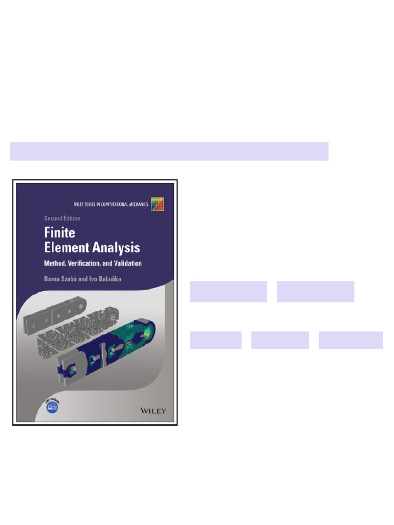 Finite Element Analysis Method Verification and Validation Second ...