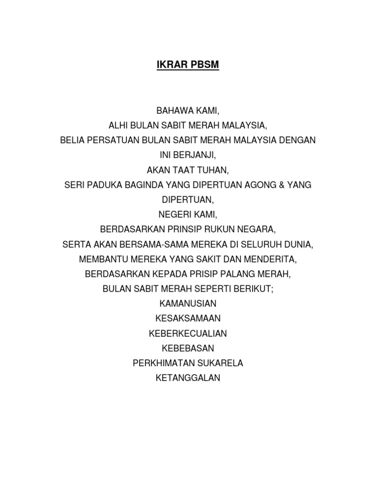 Ikrar PBSM | PDF