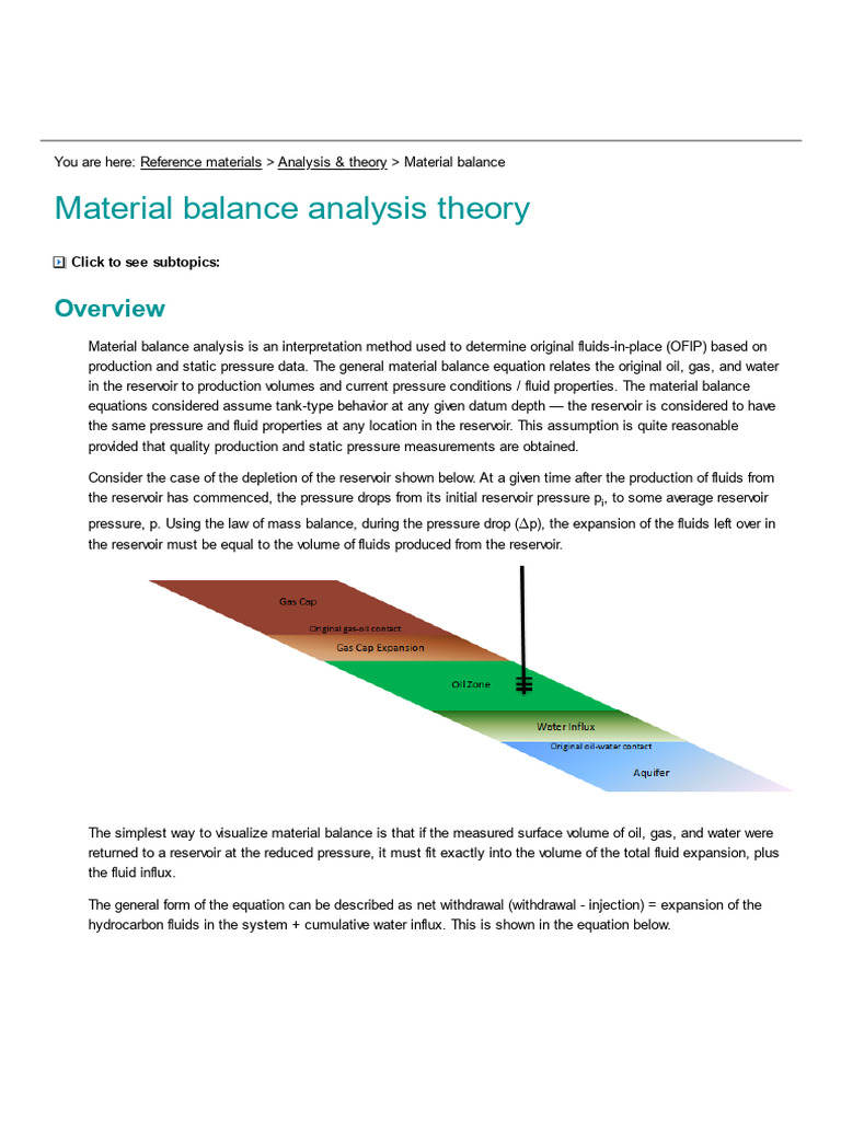 Material Balance Analysis Theory | PDF | Petroleum Reservoir | Gases