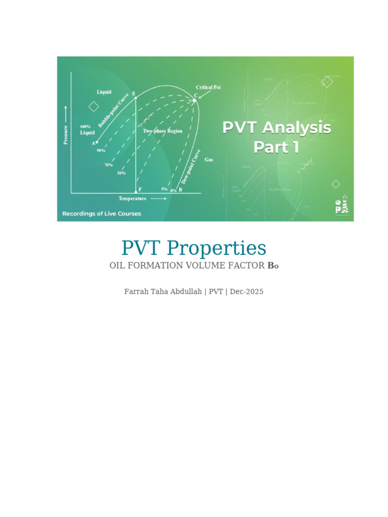 PVT Properties and Bo Calculations | PDF