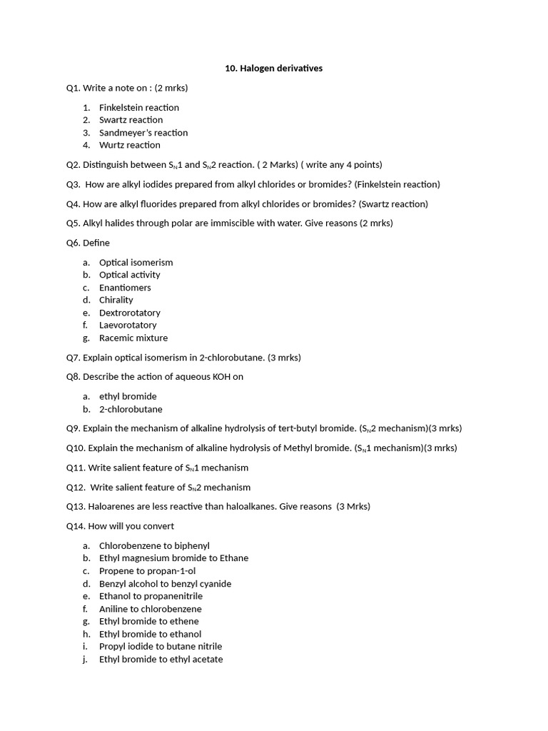 Halogen Derivatives and Reactions Guide | PDF