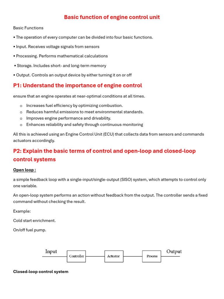Engine Control Unit Basics and Functions | PDF | Throttle | Microcontroller