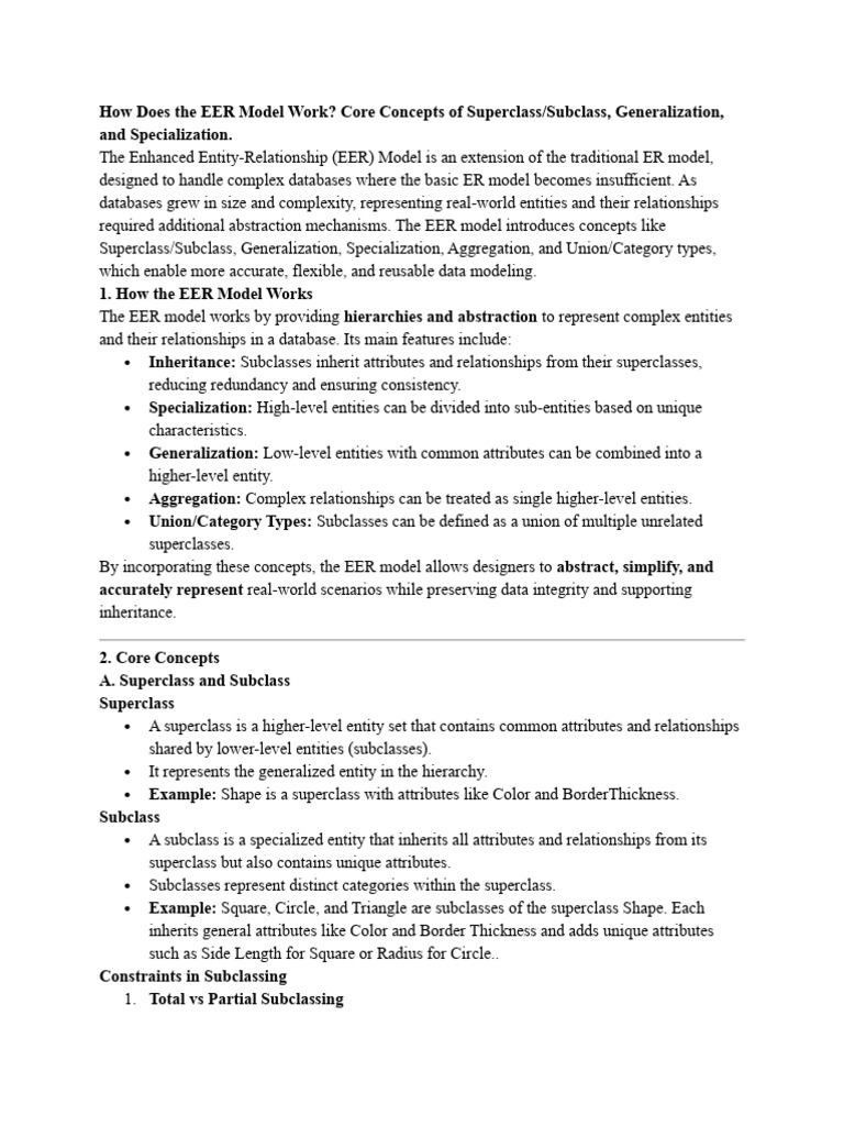 How Does The EER Model Work F | PDF | Inheritance (Object Oriented ...