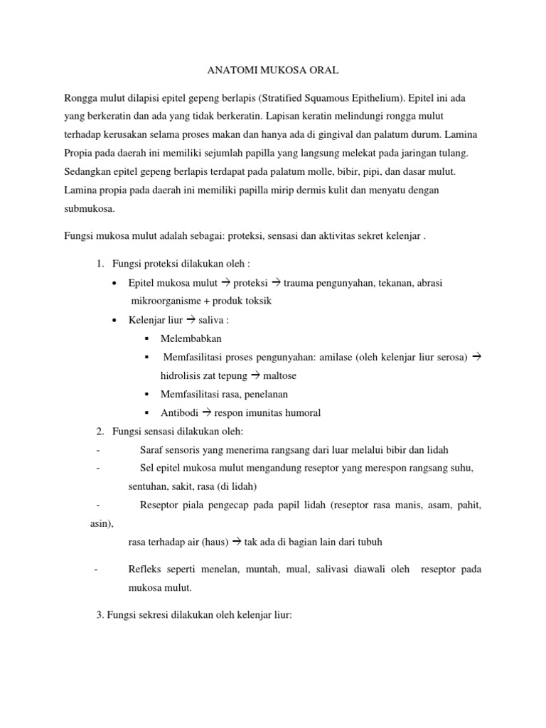 Anatomi Mukosa Oral Beta | PDF
