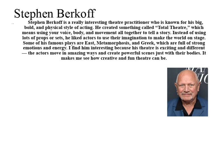 Stephen Berkoff | PDF