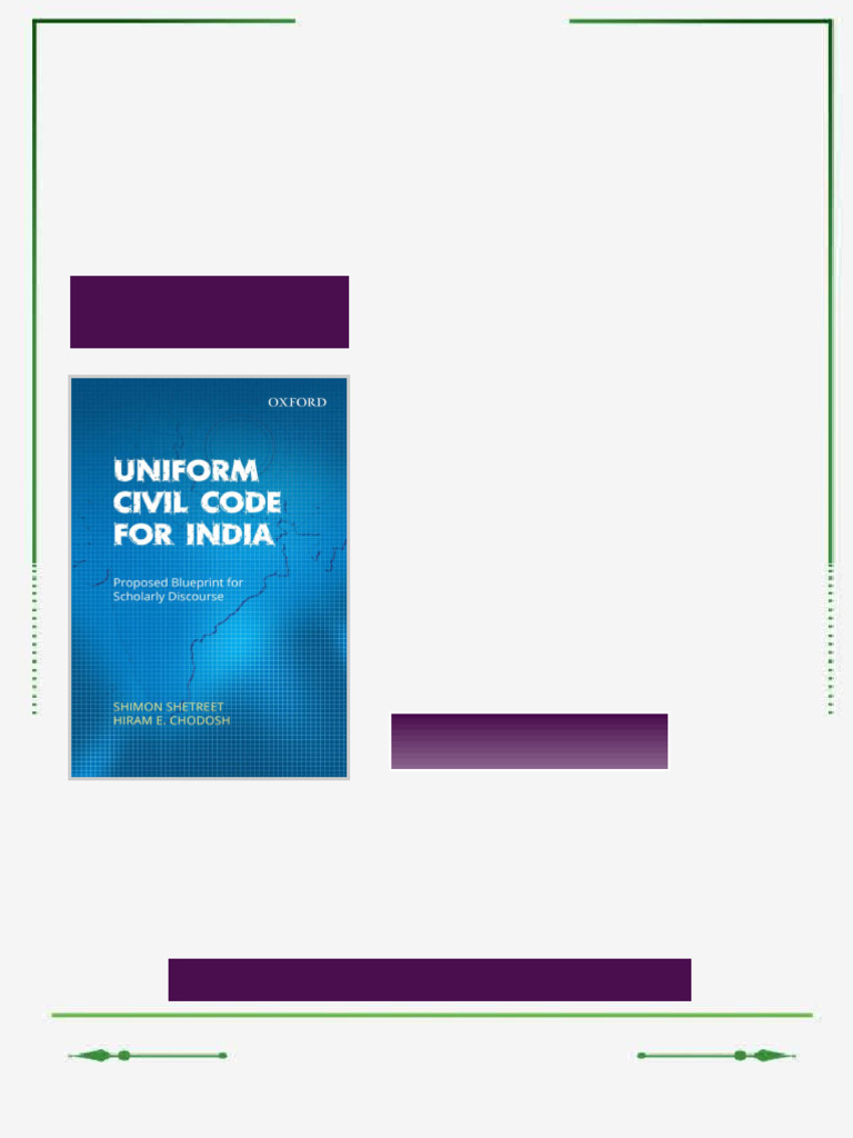 Uniform Civil Code for India Proposed Blueprint for Scholarly Discourse ...