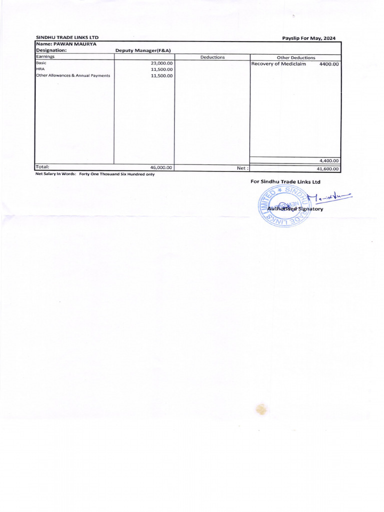 2024 Payslip Summary for Pawan Maurya | PDF